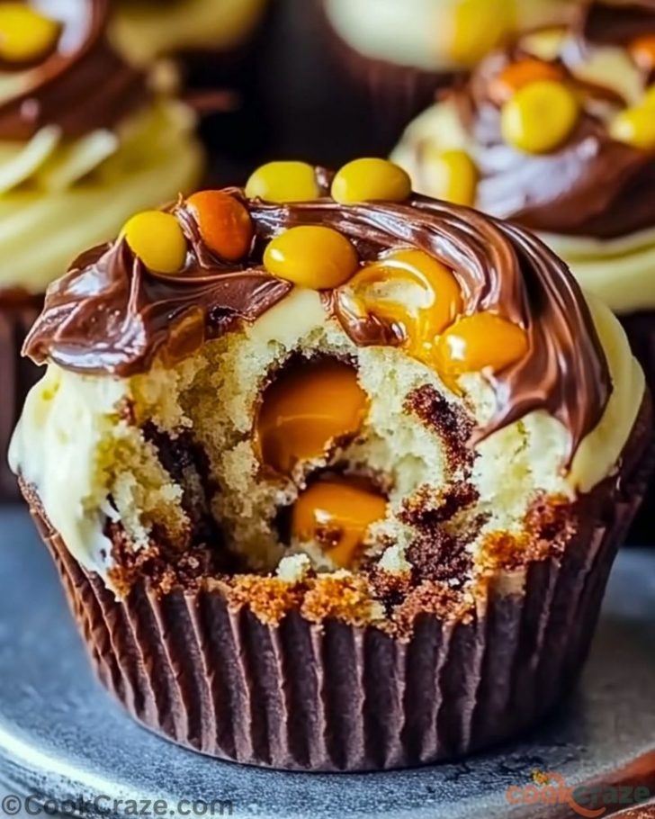 Gooey Chocolate Peanut Butter Cupcakes - Cook Craze