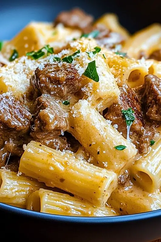 Creamy Parmesan Beef Rigatoni Recipe - Cook Craze