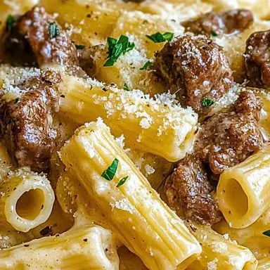 Creamy Parmesan Beef Rigatoni Recipe - Cook Craze