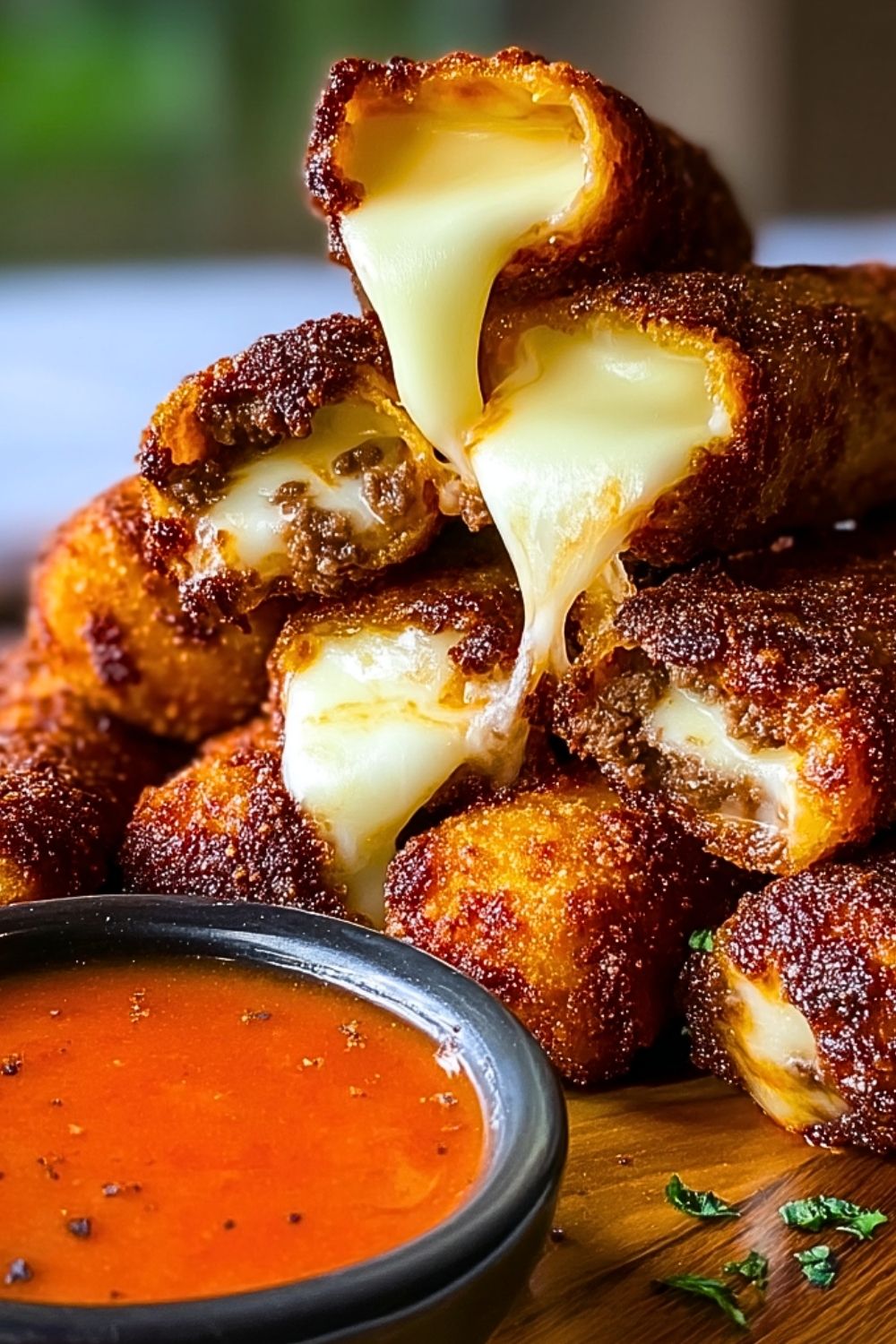 Nashville Hot Beef Wrapped Mozzarella Sticks - Cook Craze