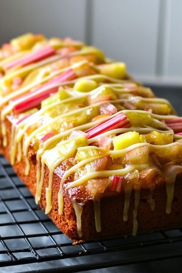 Lemon Rhubarb Loaf with Glaze - Cook Craze