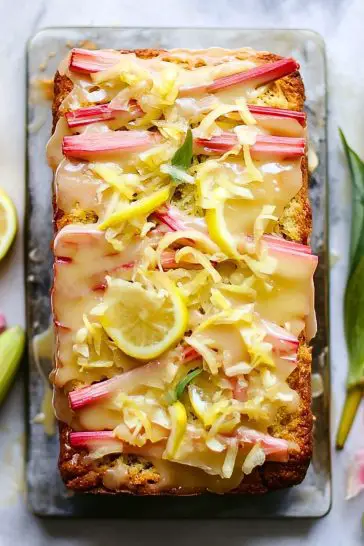 Lemon Rhubarb Loaf with Glaze - Cook Craze
