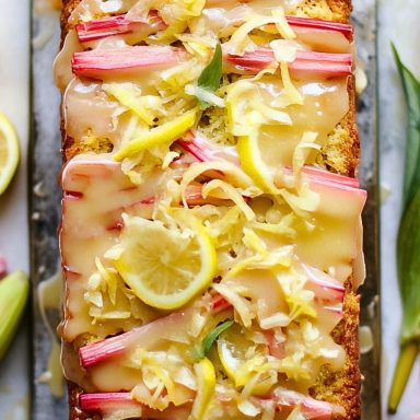 Lemon Rhubarb Loaf with Glaze - Cook Craze