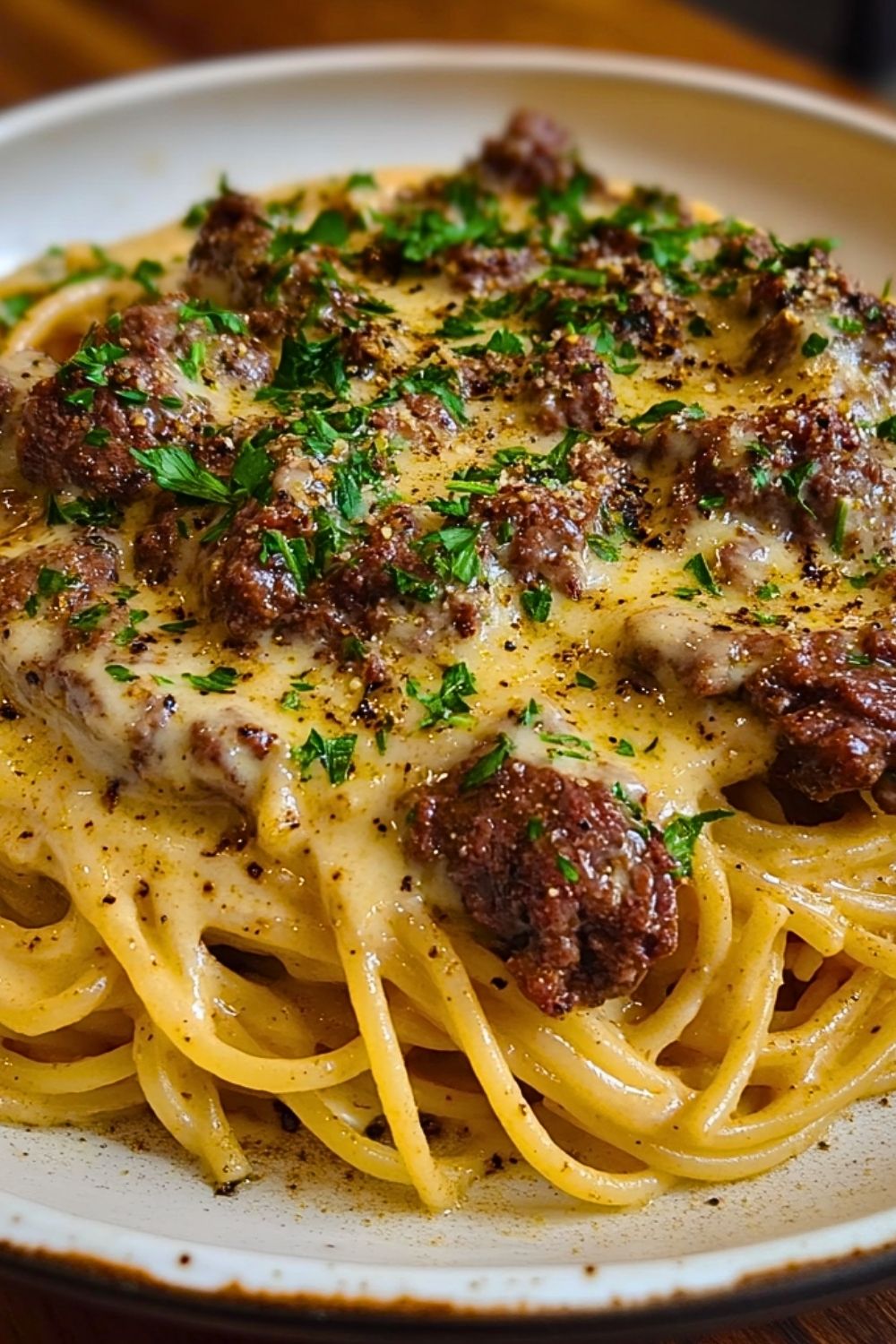 Cajun Beef Spaghetti in Creamy Three-Cheese Parmesan Sauce - Cook Craze