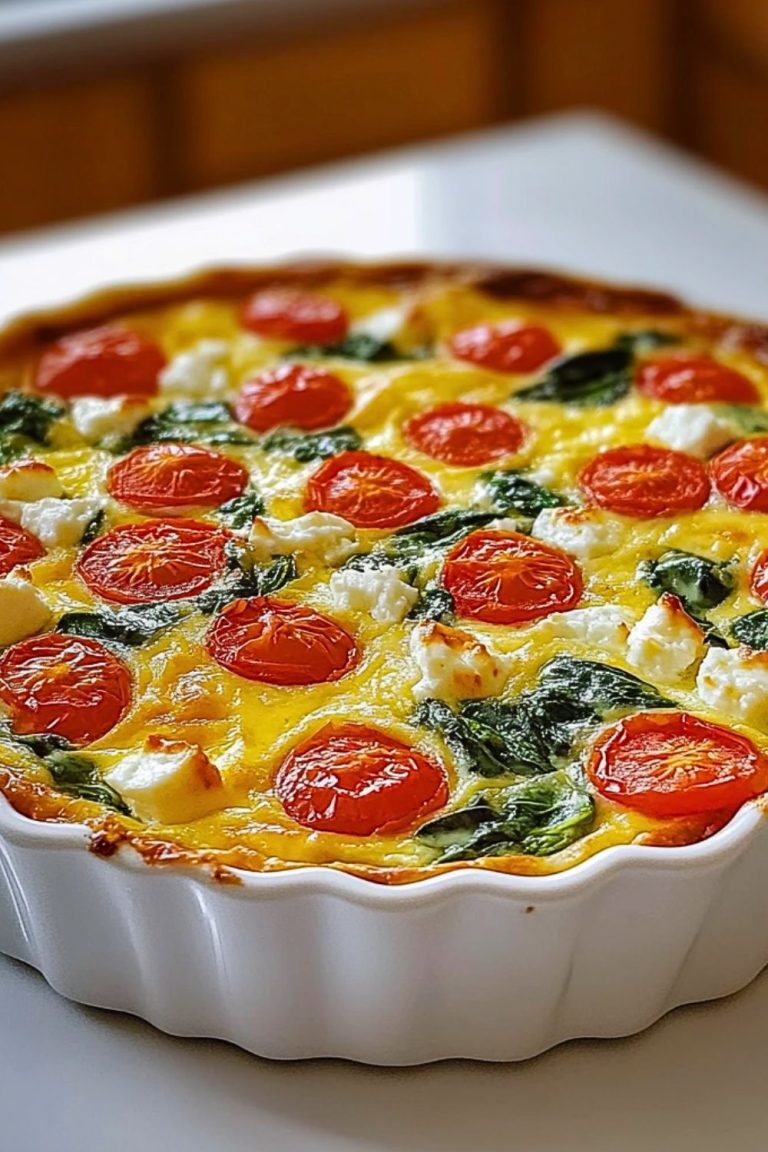 Crustless Spinach, Tomato & Feta Quiche - Cook Craze