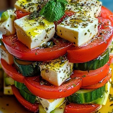 Greek Feta Salad Tower - Cook Craze
