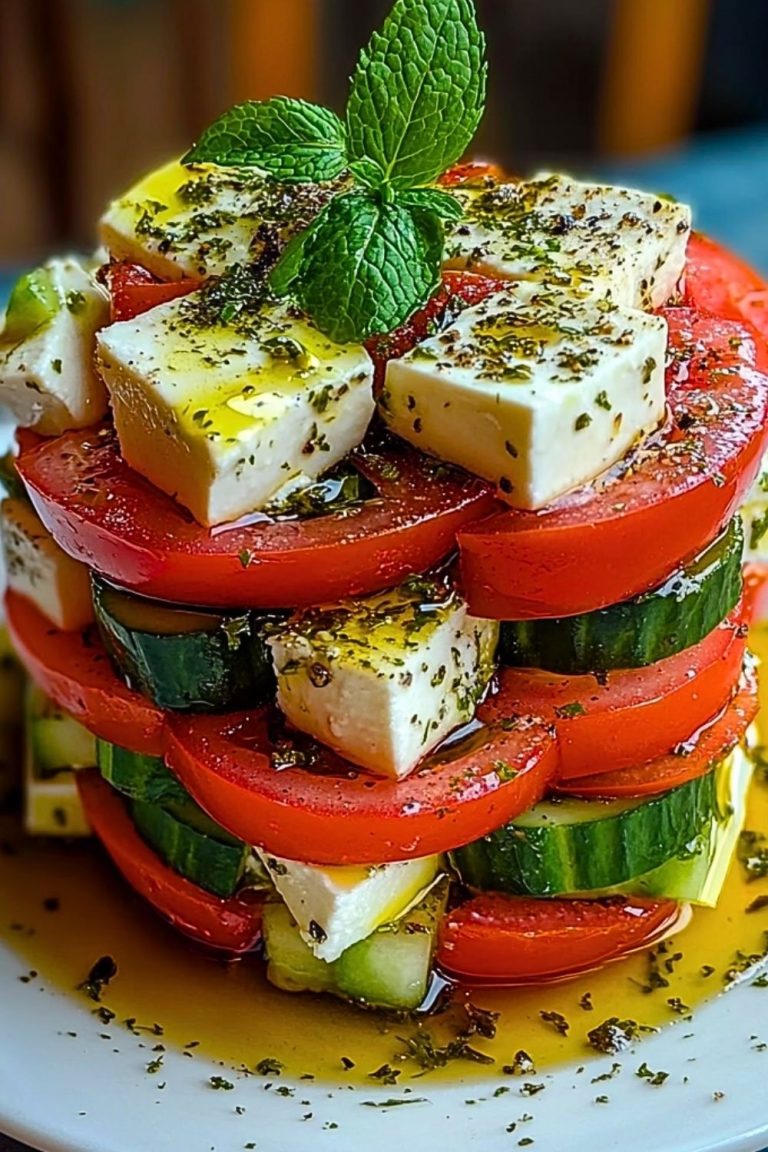 Greek Feta Salad Tower - Cook Craze