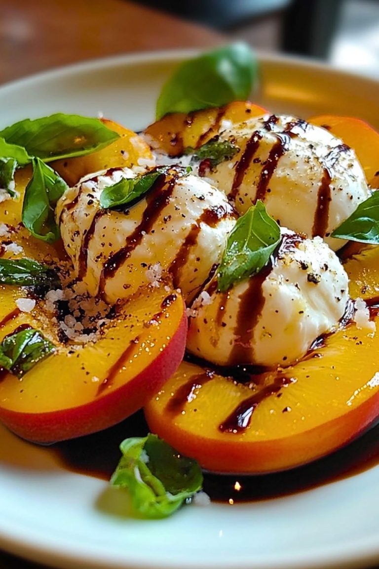 Peach Caprese Salad with Burrata - Cook Craze