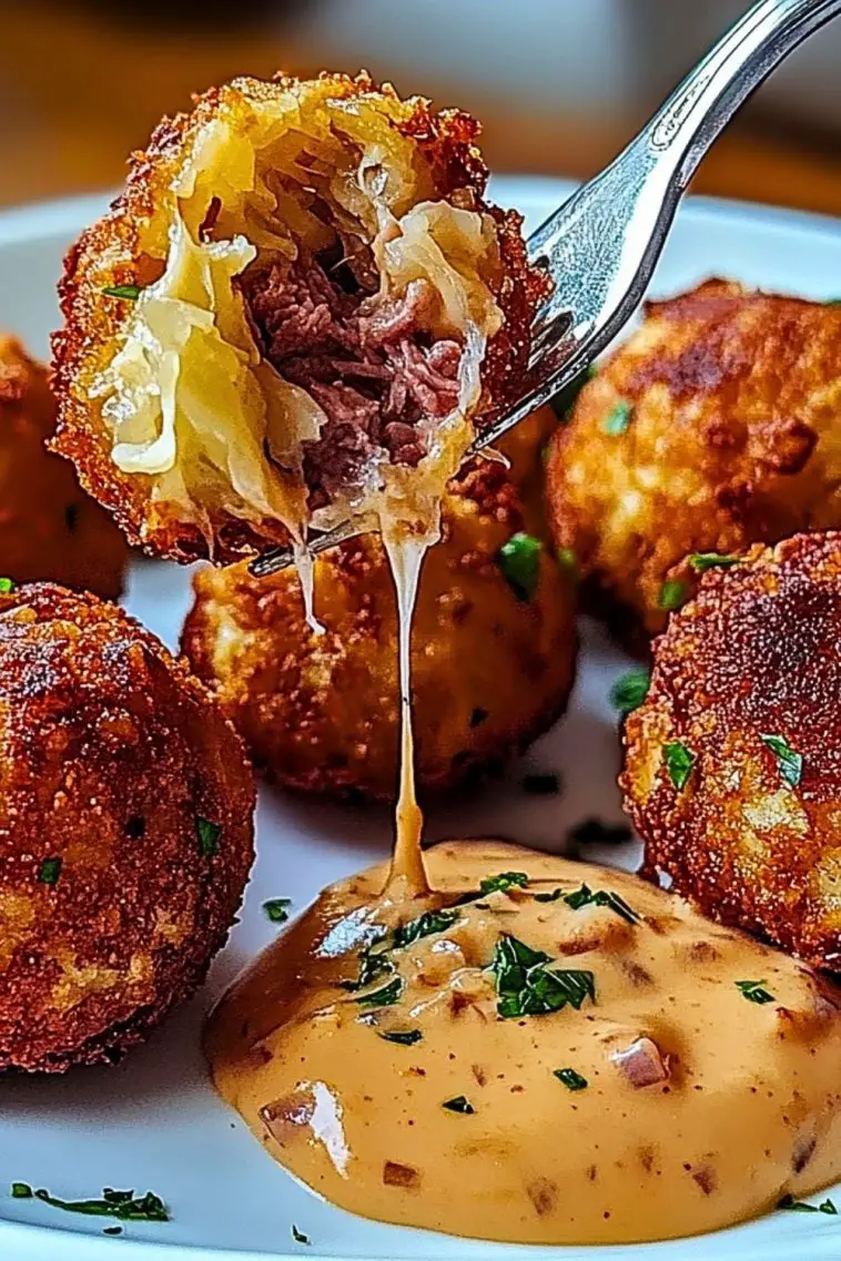 Reuben Balls with Spicy Thousand Island Dipping Sauce - Cook Craze