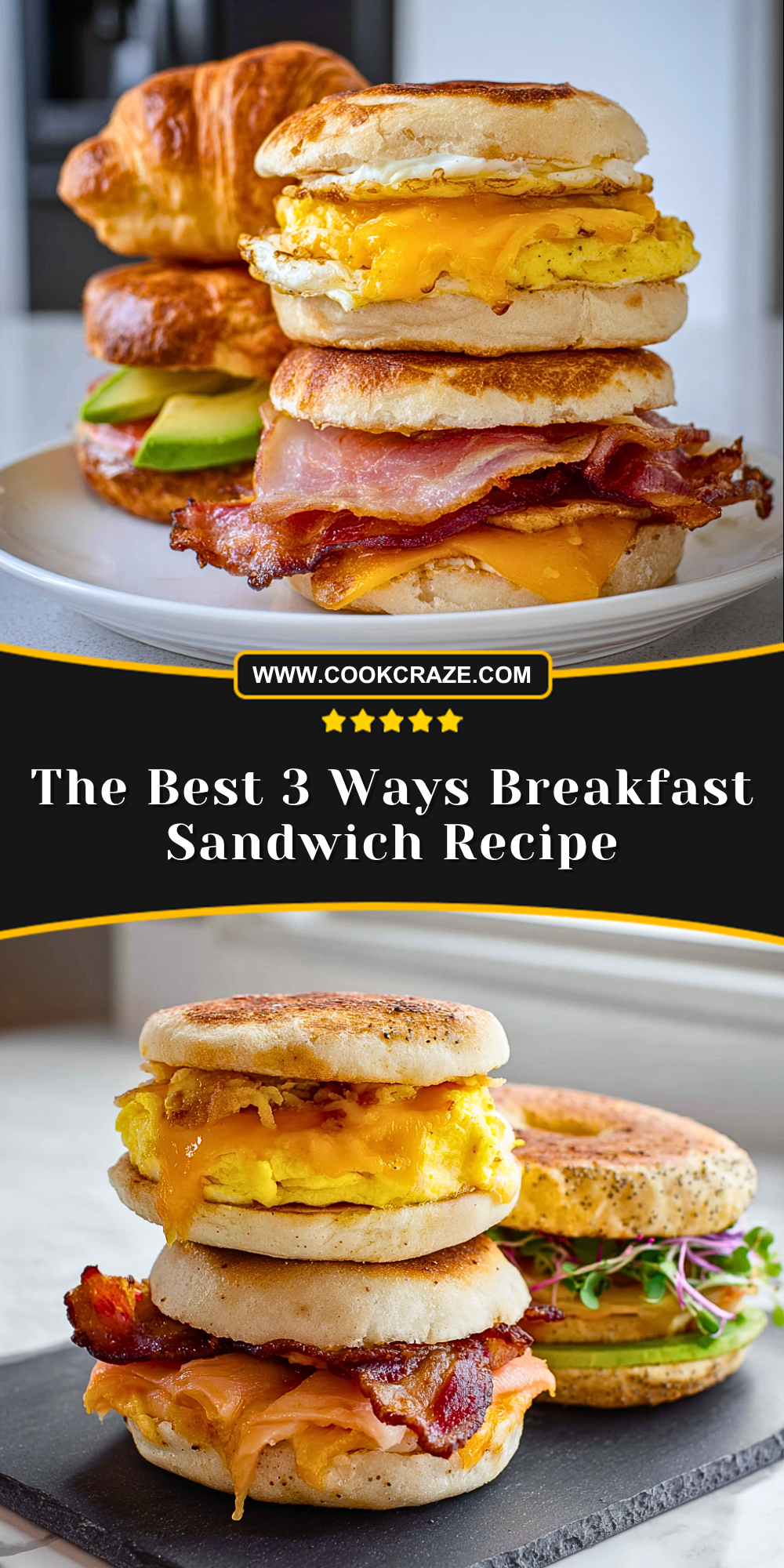 The Best 3 Ways Breakfast Sandwich Recipe - Cook Craze
