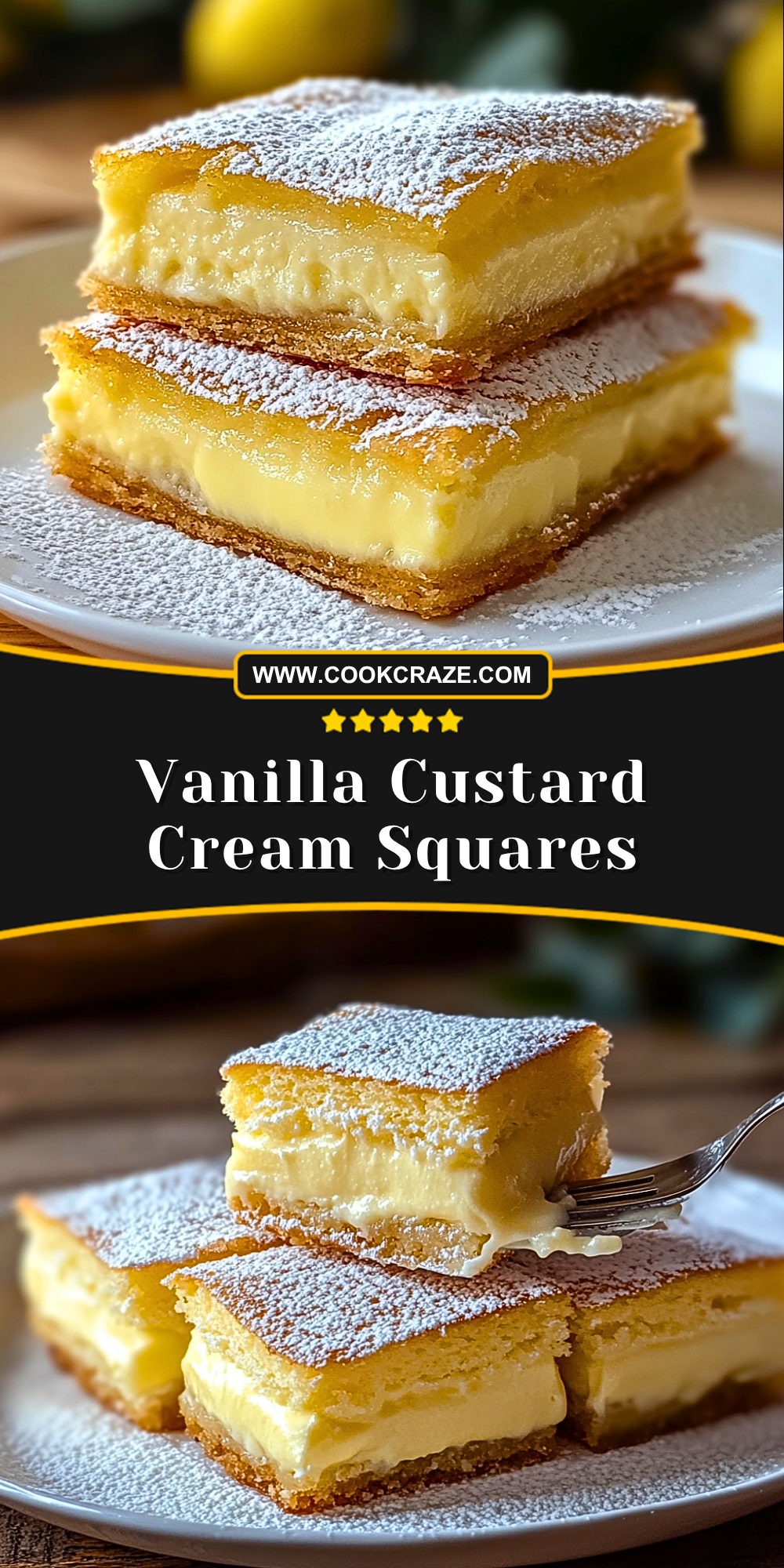 Vanilla Custard Cream Squares - Cook Craze