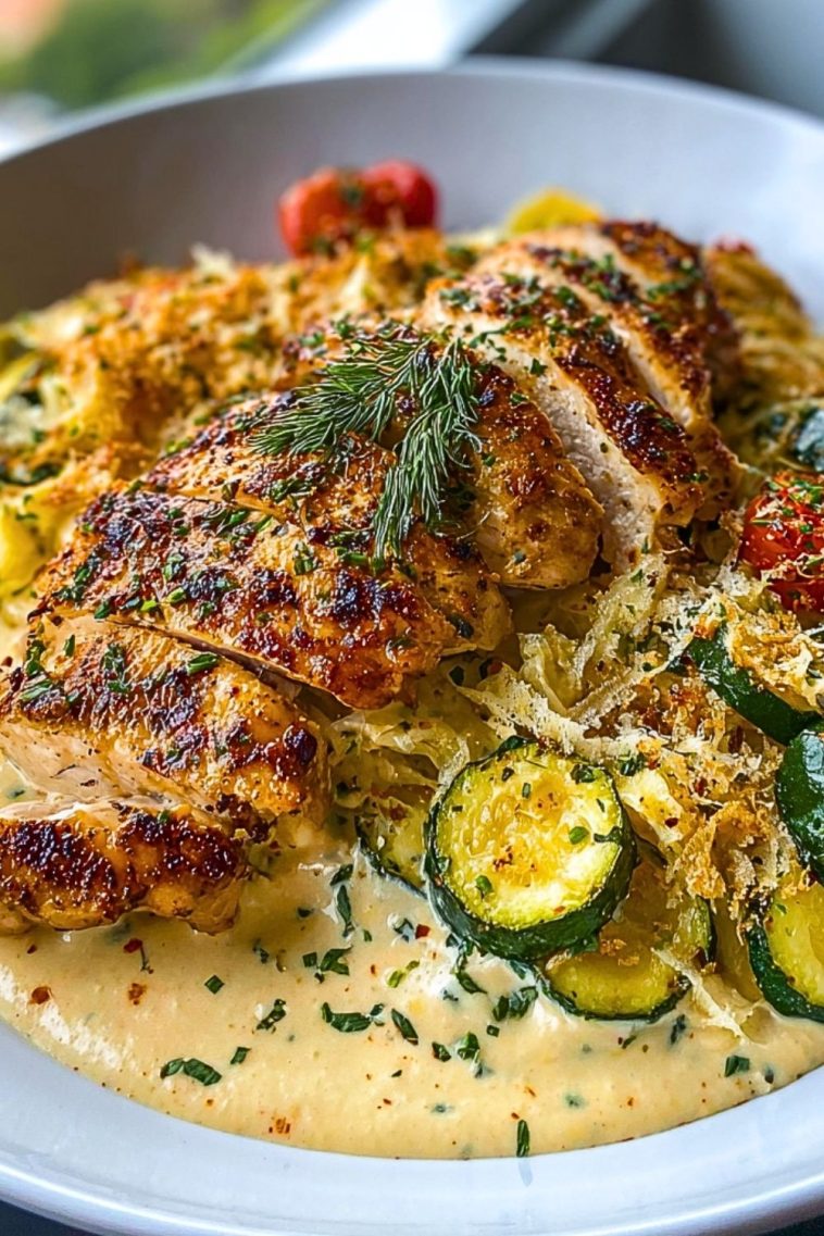Lemon Dill Chicken Alfredo with Roasted Red Pepper Whipped Feta ...