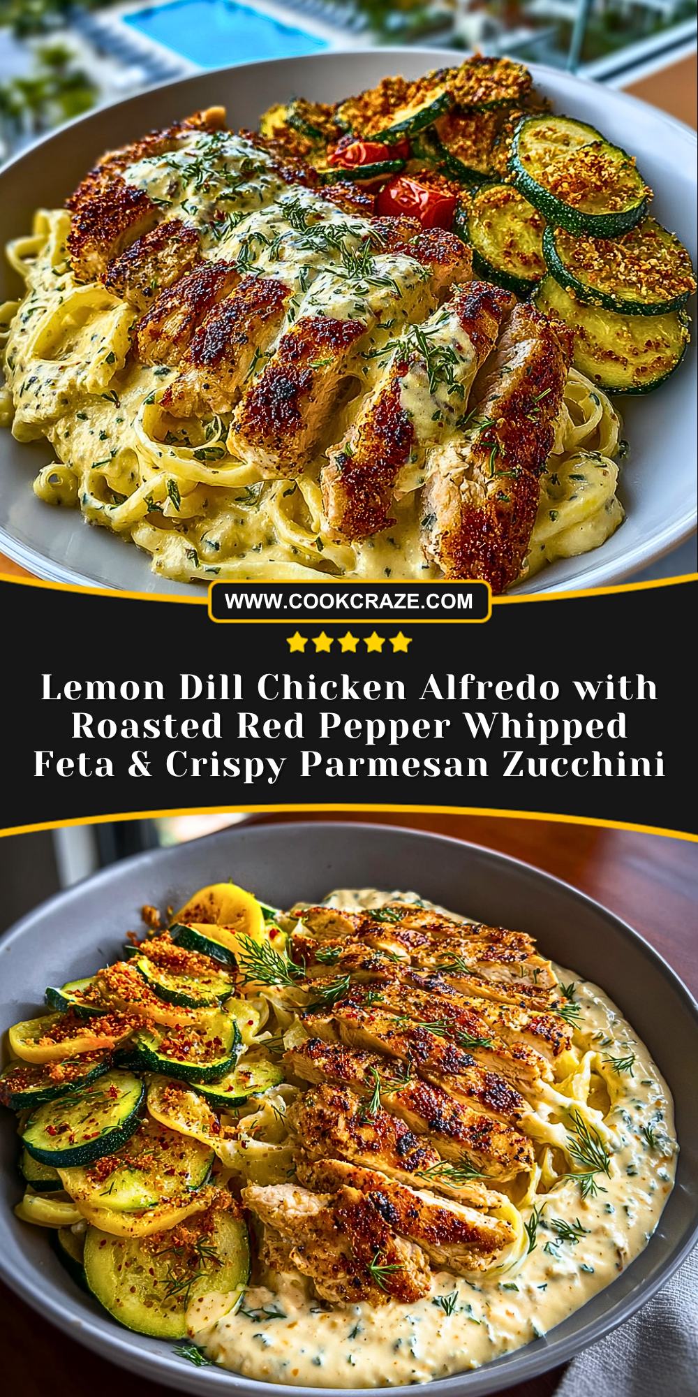 Lemon Dill Chicken Alfredo with Roasted Red Pepper Whipped Feta ...