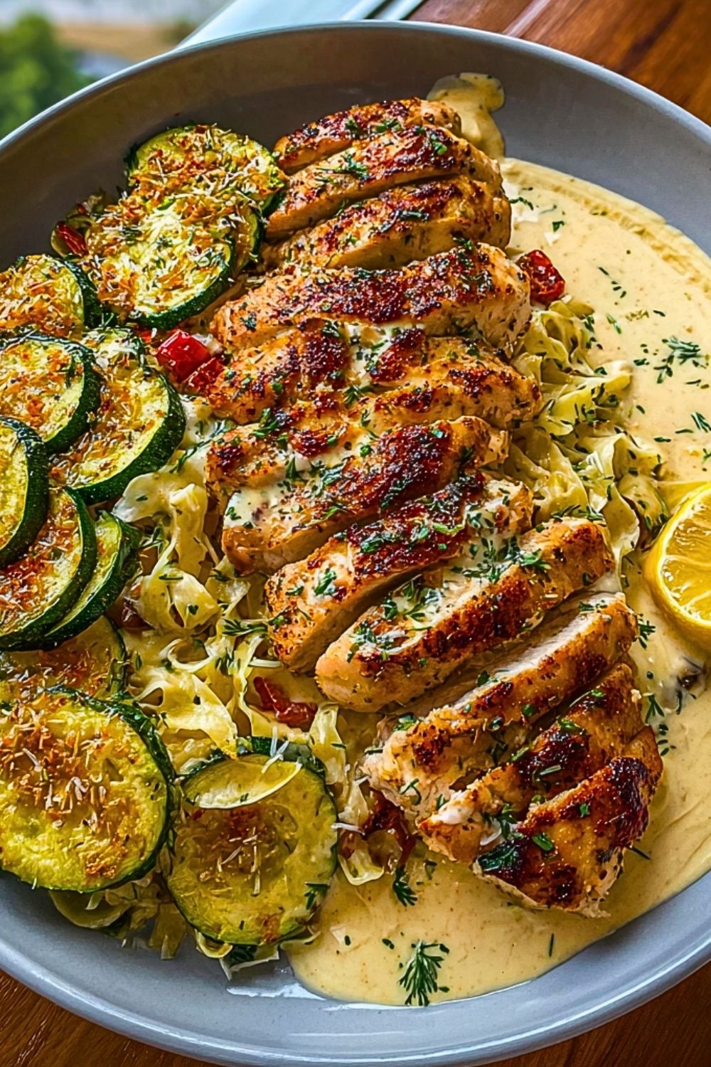 Lemon Dill Chicken Alfredo with Roasted Red Pepper Whipped Feta ...
