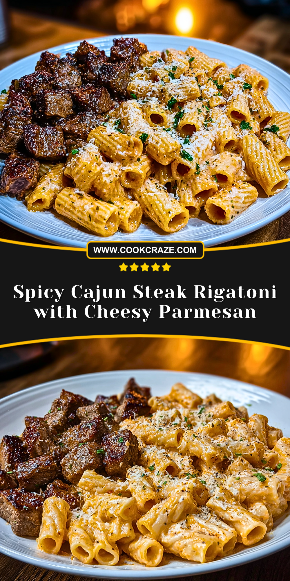 Spicy Cajun Steak Rigatoni with Cheesy Parmesan - Cook Craze