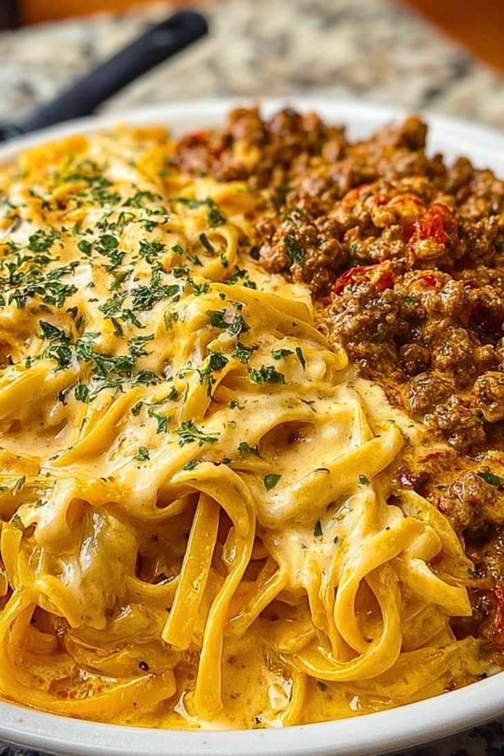 Cajun Beef Linguine In Creamy Velveeta Parmesan Garlic Sauce Cook Craze