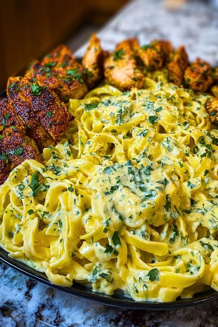 Creamy Velveeta Chicken Fettuccine with Garlic Cheese Sauce - Cook Craze