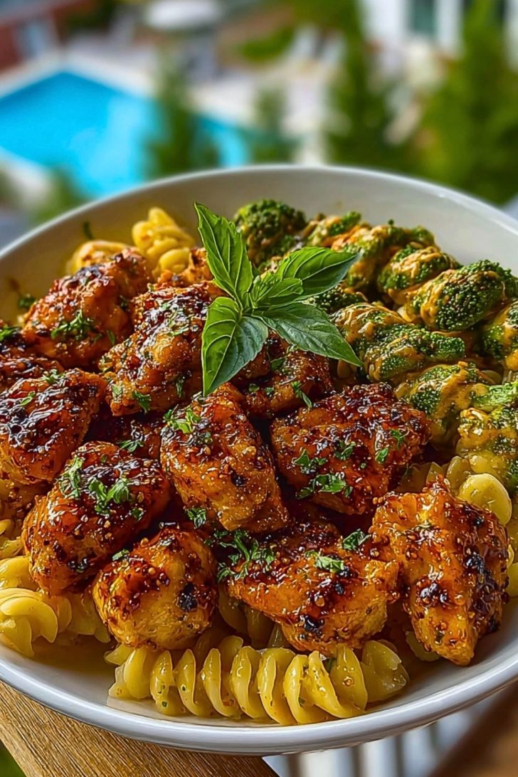 Hot Honey Garlic Chicken Bites & Cajun Alfredo with Crispy Broccoli ...