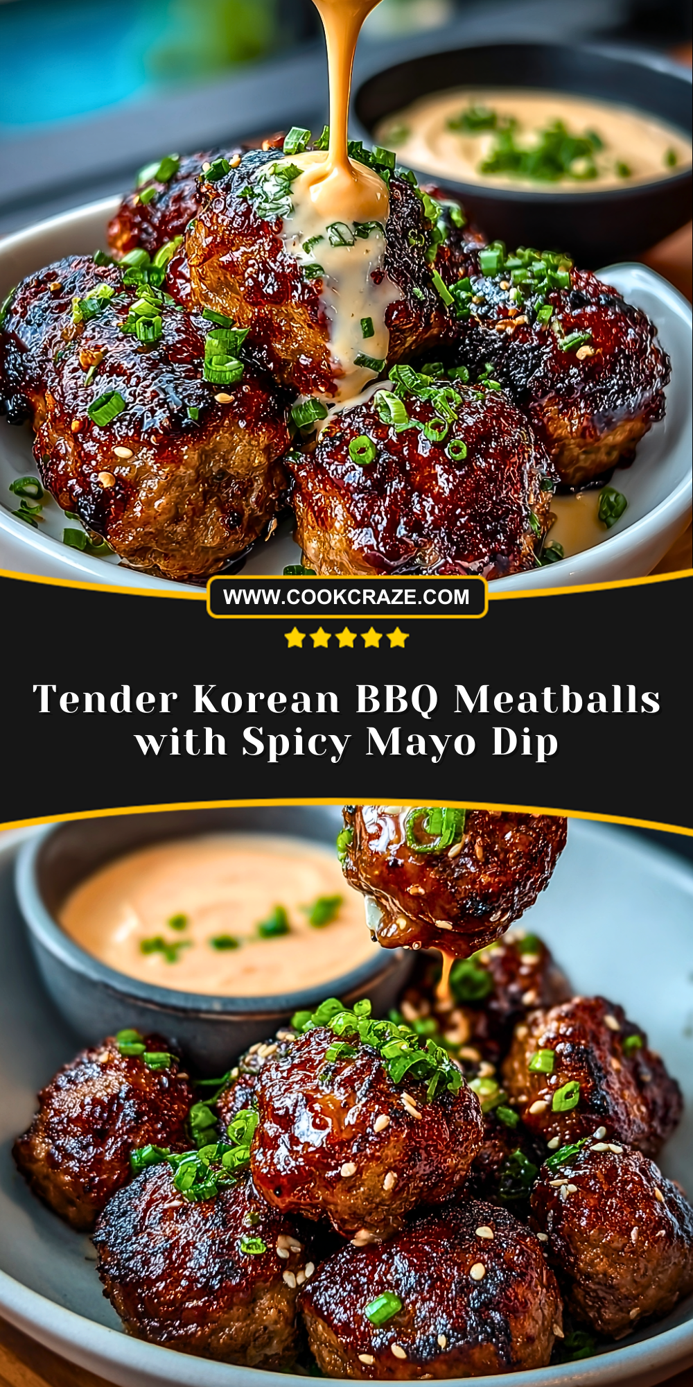 Tender Korean BBQ Meatballs with Spicy Mayo Dip - Cook Craze