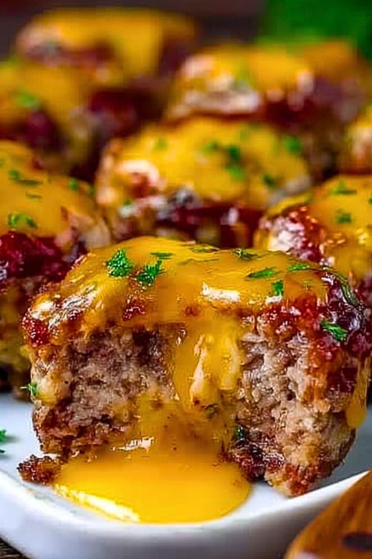 Cheesy Stuffed Meatloaf Bites - Cook Craze
