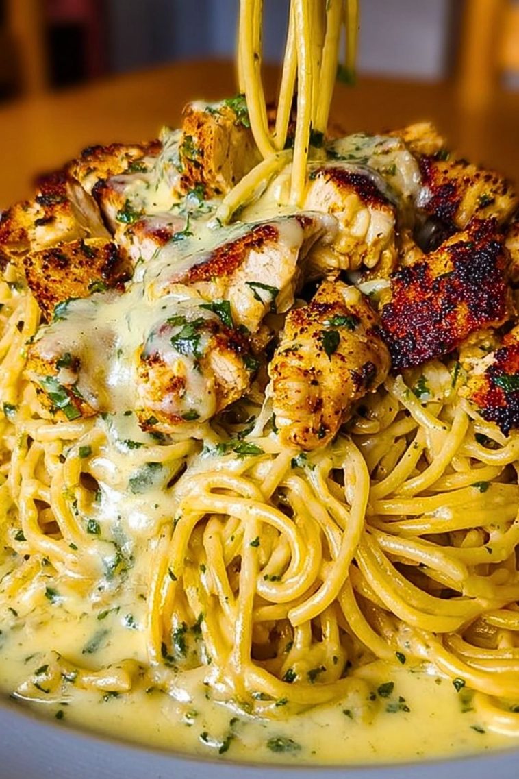 Creamy Cajun Chicken Spaghetti with Garlic Mozzarella Sauce - Cook Craze