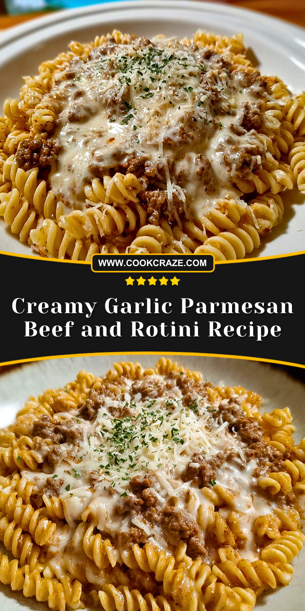 Creamy Garlic Parmesan Beef and Rotini Recipe - Cook Craze