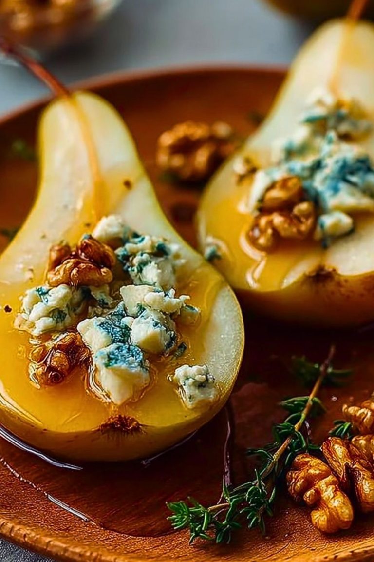 Elegant Warm Baked Pears with Blue Cheese and Honey Drizzle - Cook Craze