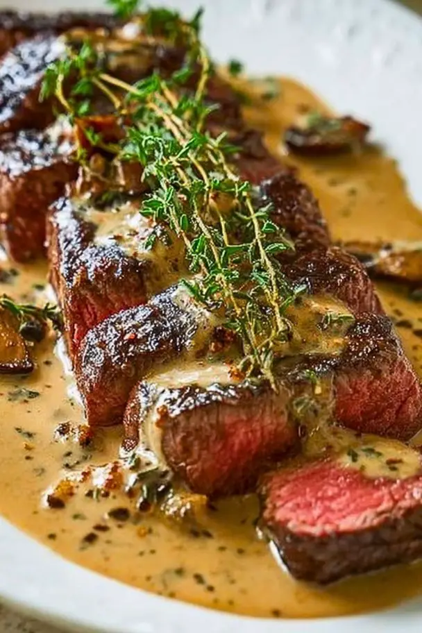 French Seared Steak with Cognac Cream Sauce - Cook Craze