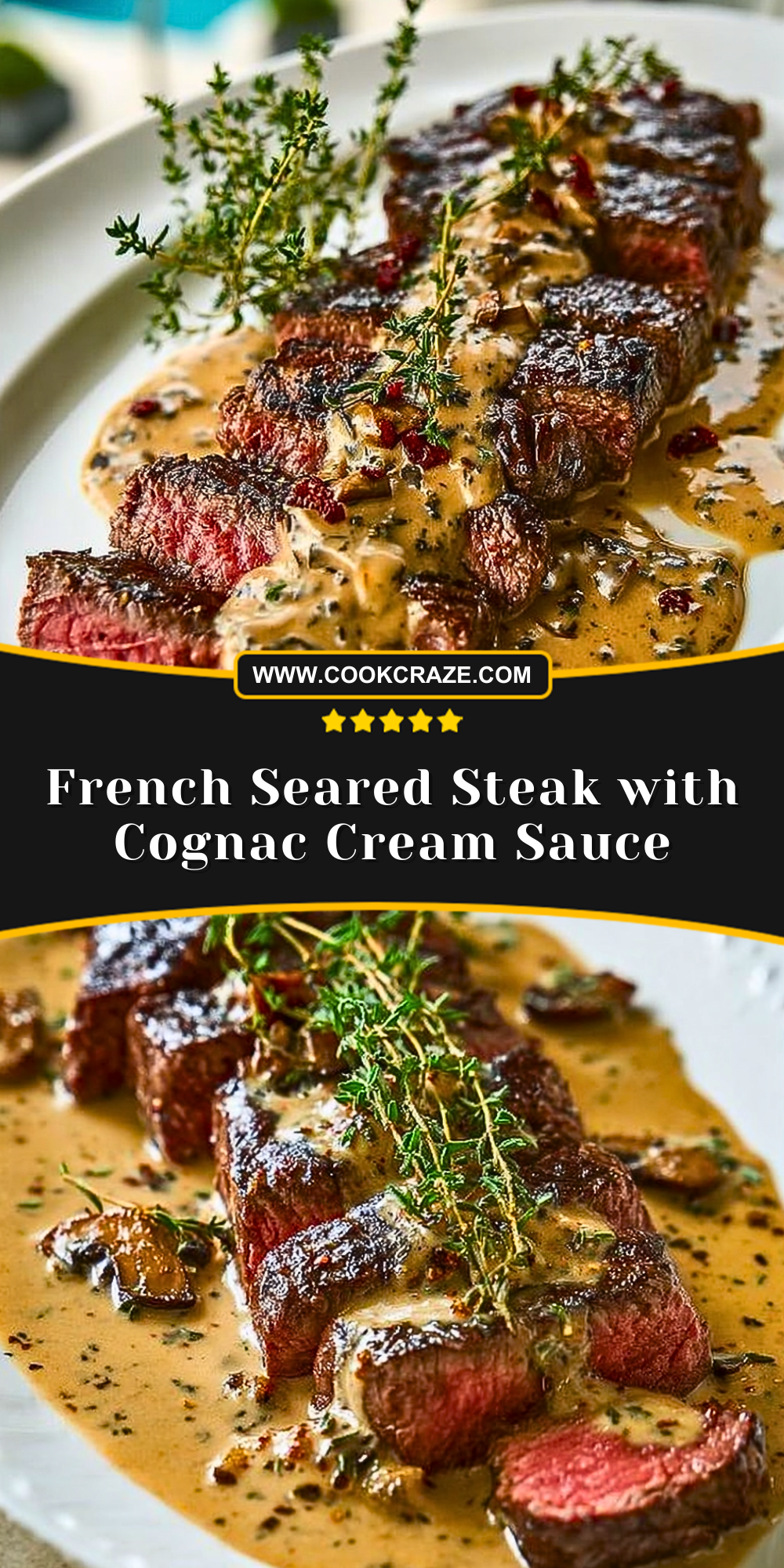 French Seared Steak with Cognac Cream Sauce - Cook Craze
