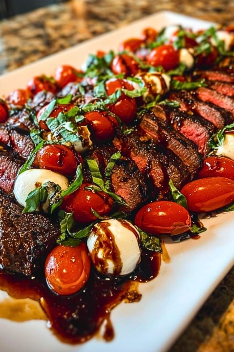 Grilled Balsamic Steak Caprese with Mozzarella, Tomatoes, and Basil ...