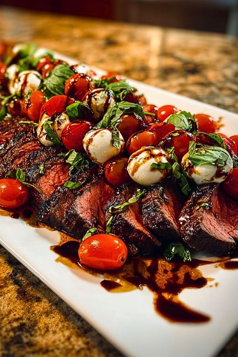 Grilled Balsamic Steak Caprese with Mozzarella, Tomatoes, and Basil ...