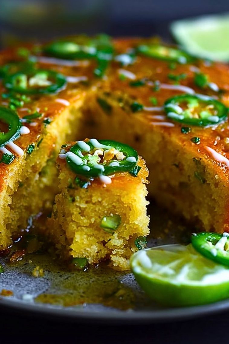 Spicy Sweet Jalapeño Cornbread with Zesty Lime Drizzle - Cook Craze