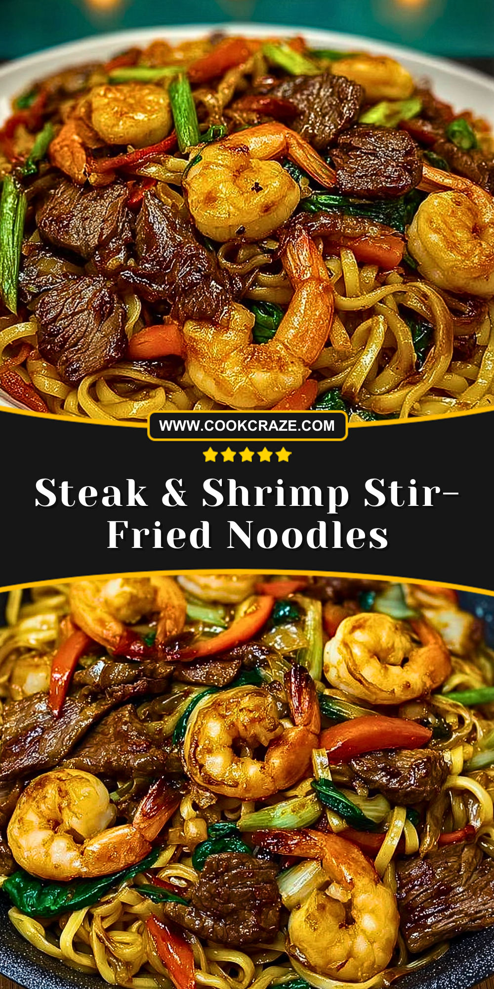 Steak & Shrimp Stir-Fried Noodles - Cook Craze
