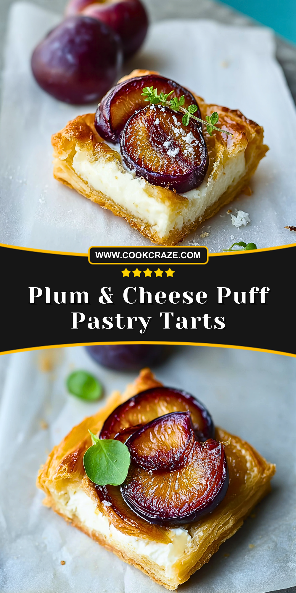 Plum & Cheese Puff Pastry Tarts - Cook Craze