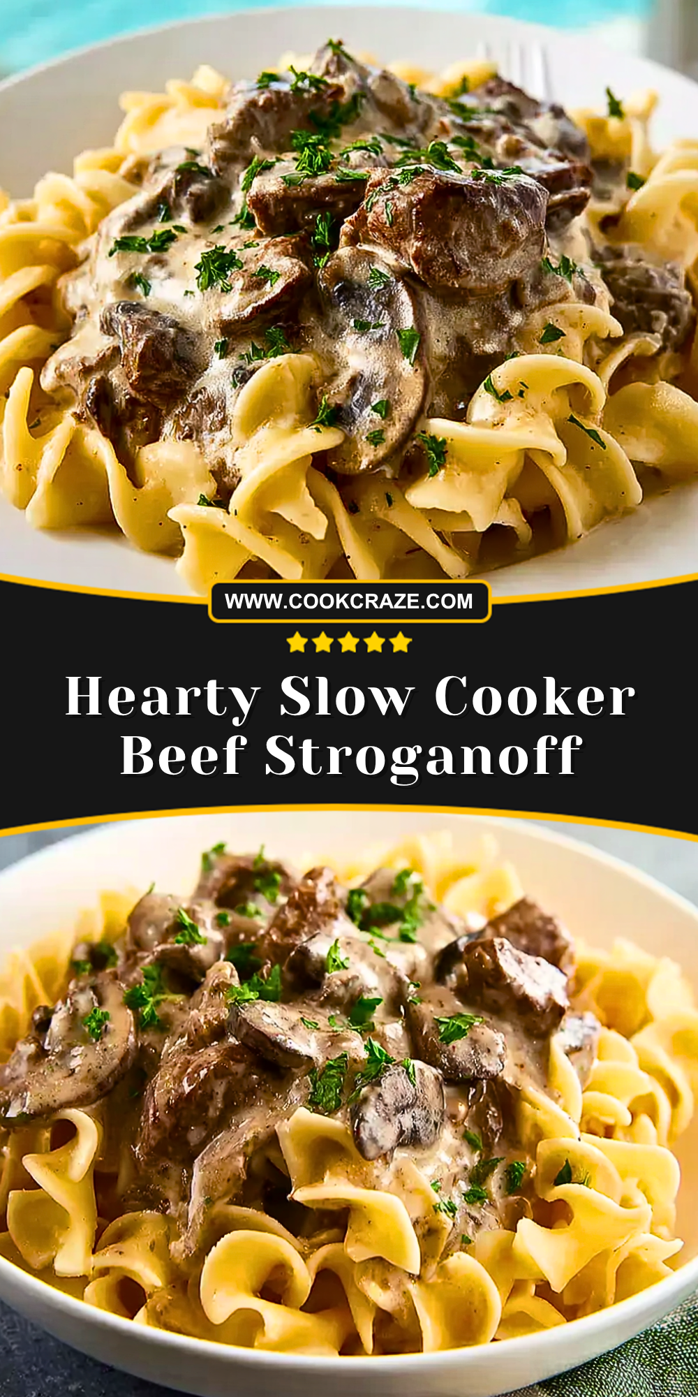 Hearty Slow Cooker Beef Stroganoff - Cook Craze