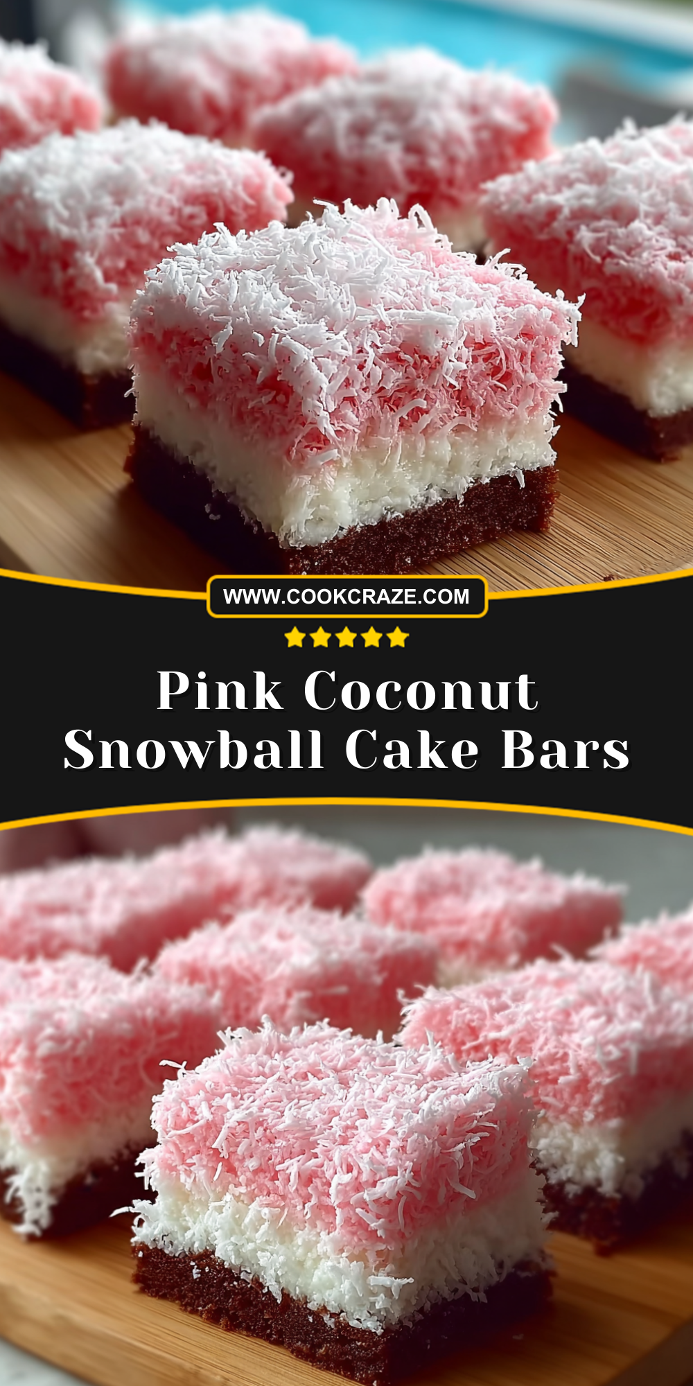 Pink Coconut Snowball Cake Bars - Cook Craze