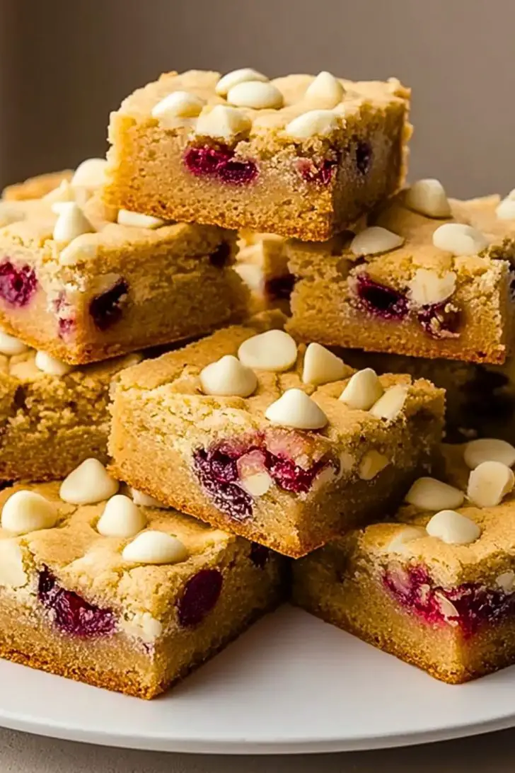 Chewy White Chocolate Cranberry Blondies - Cook Craze