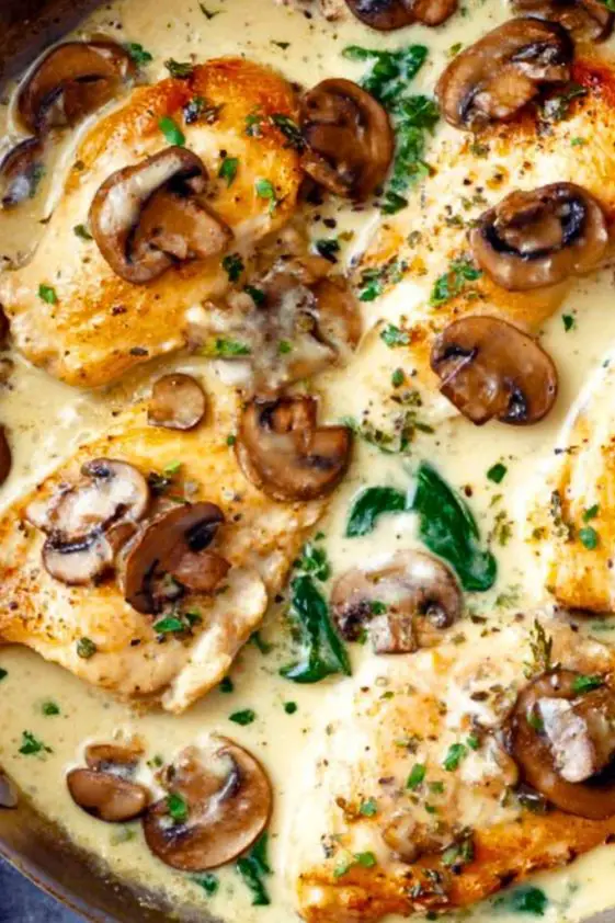 One-Pan Creamy Parmesan Garlic Mushroom Chicken - Cook Craze