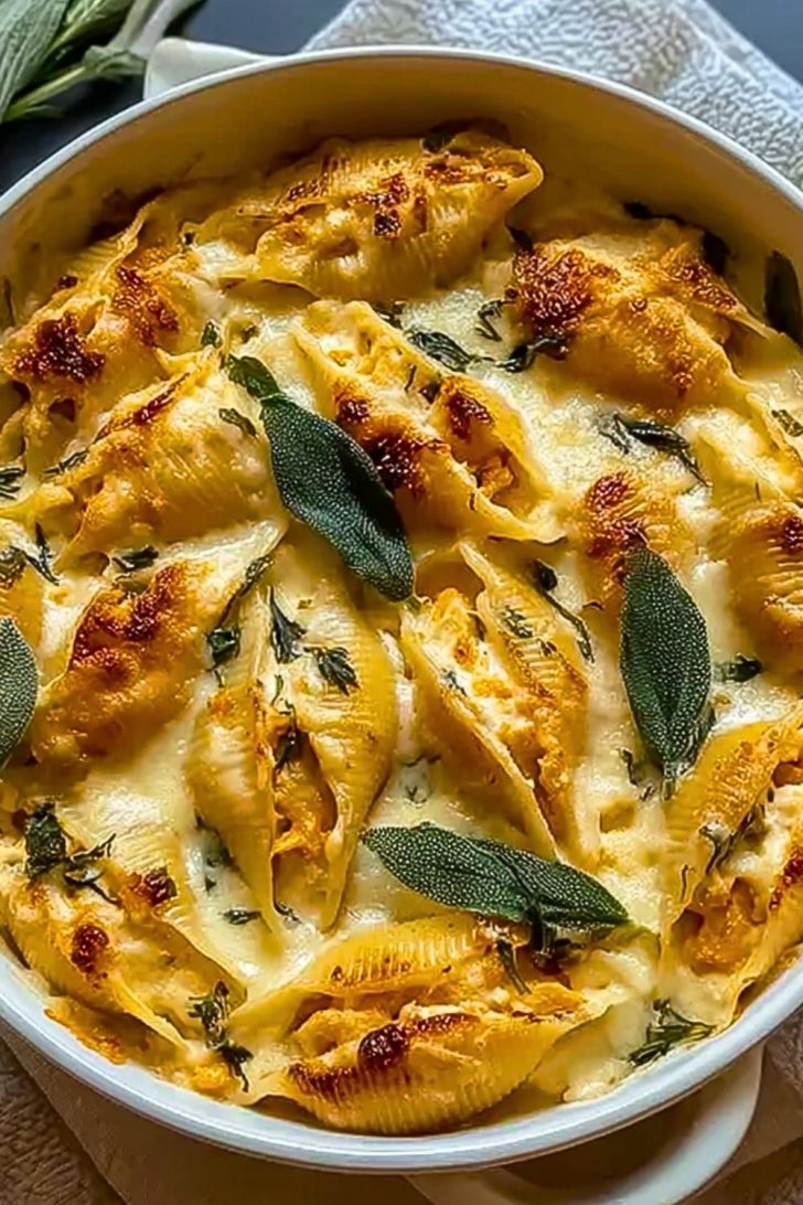 Pumpkin Gouda Stuffed Shells With Brown Butter Sage Alfredo Sauce ...