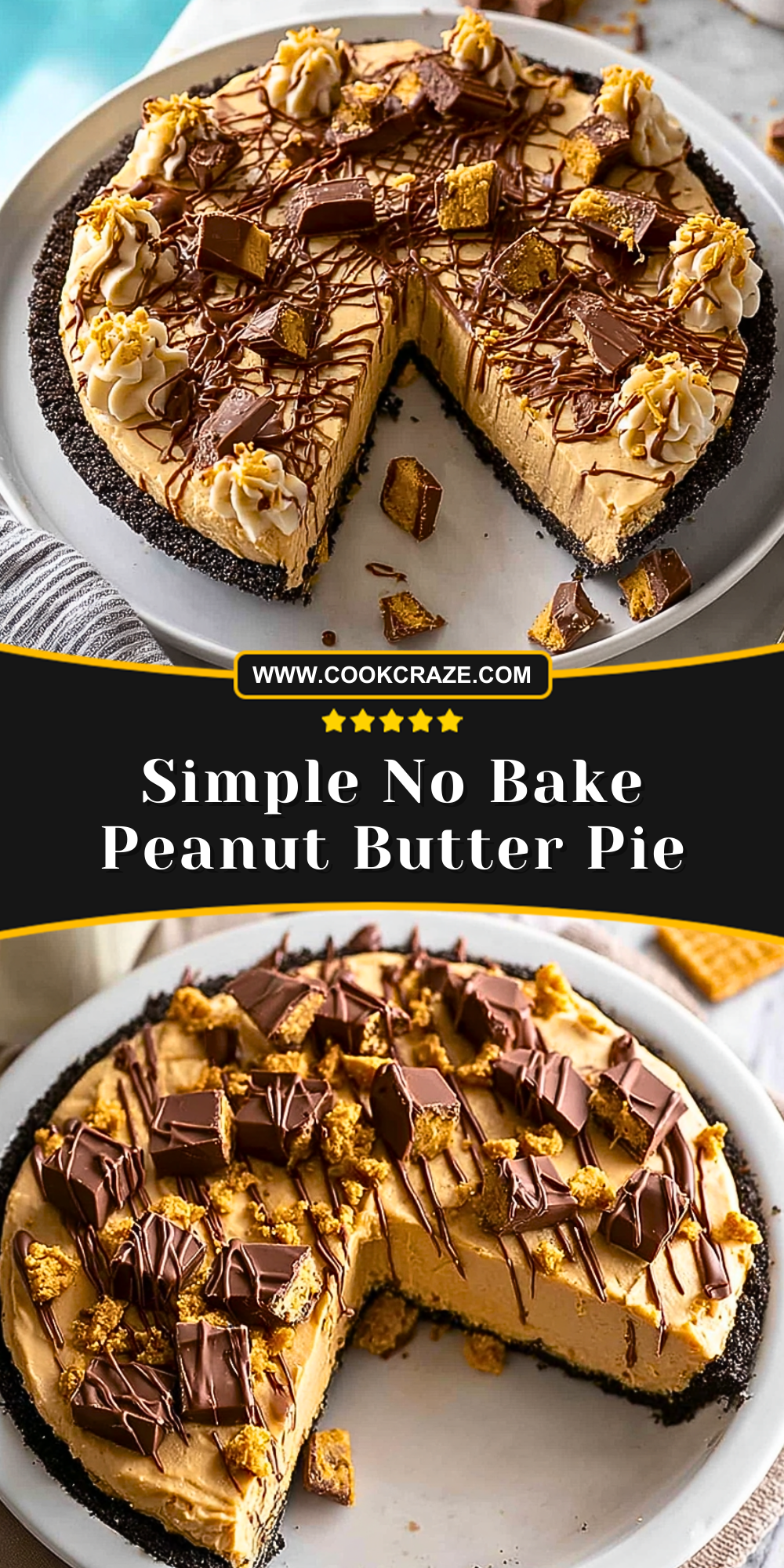 Simple No Bake Peanut Butter Pie - Cook Craze