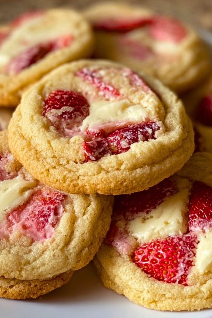 Strawberry Cheesecake Stuffed Cookies - Cook Craze