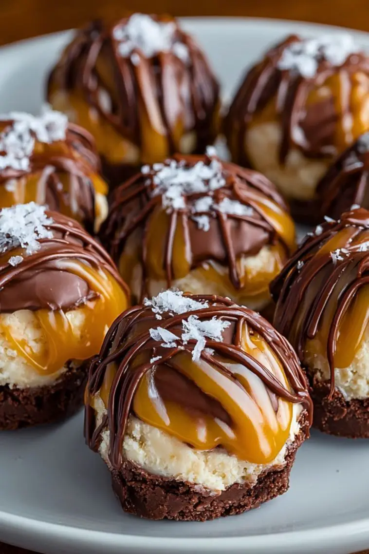 Chocolate Caramel Cheesecake Bites - Cook Craze
