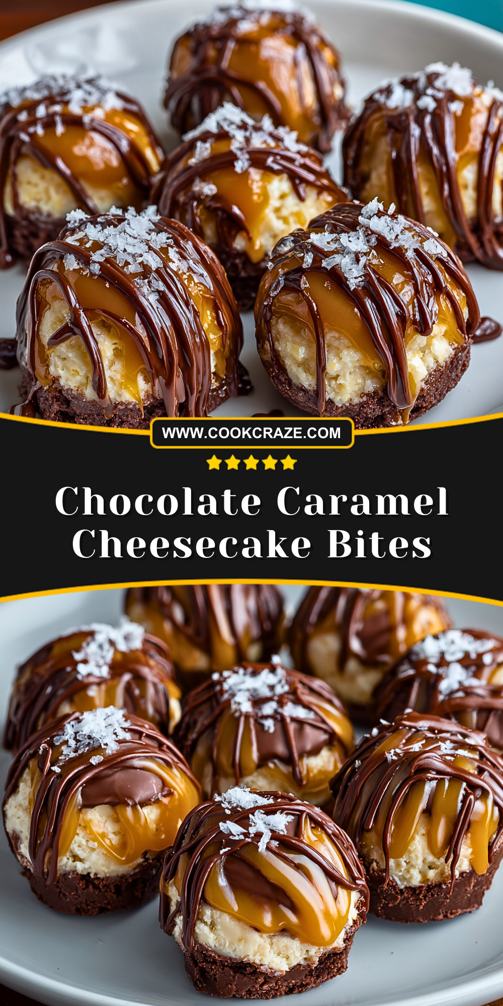 Chocolate Caramel Cheesecake Bites - Cook Craze