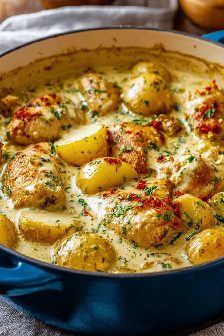 Dutch Oven Creamy Ranch Chicken & Potatoes - Cook Craze