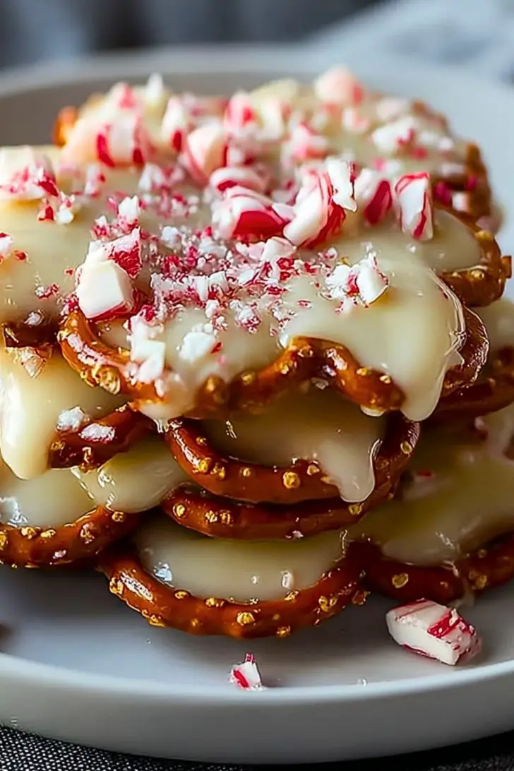 Easy White Chocolate Peppermint Pretzel Crisps - Cook Craze