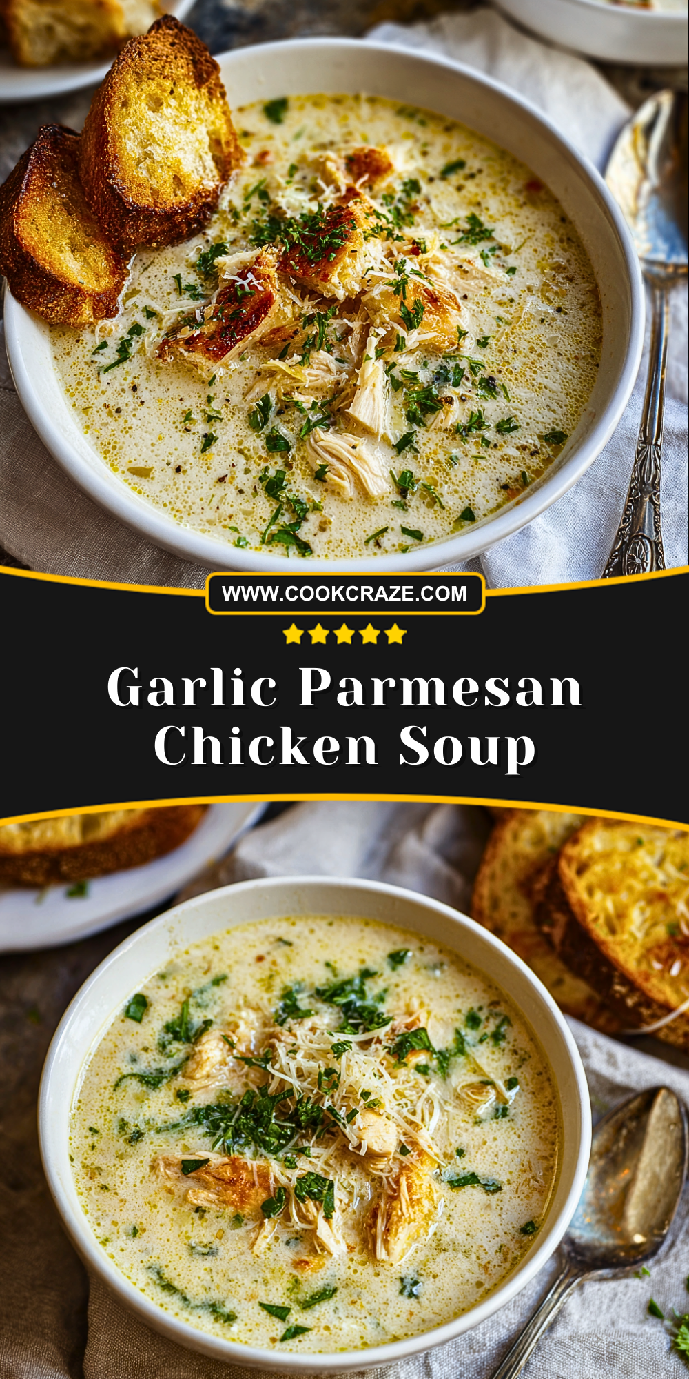 Garlic Parmesan Chicken Soup - Cook Craze