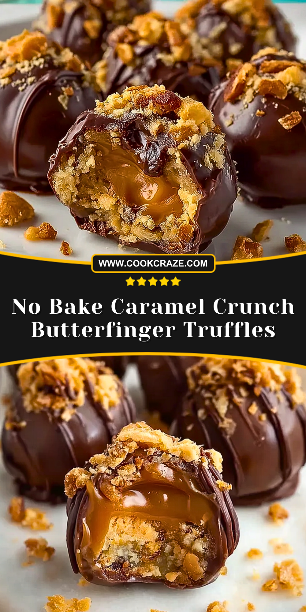 No Bake Caramel Crunch Butterfinger Truffles - Cook Craze
