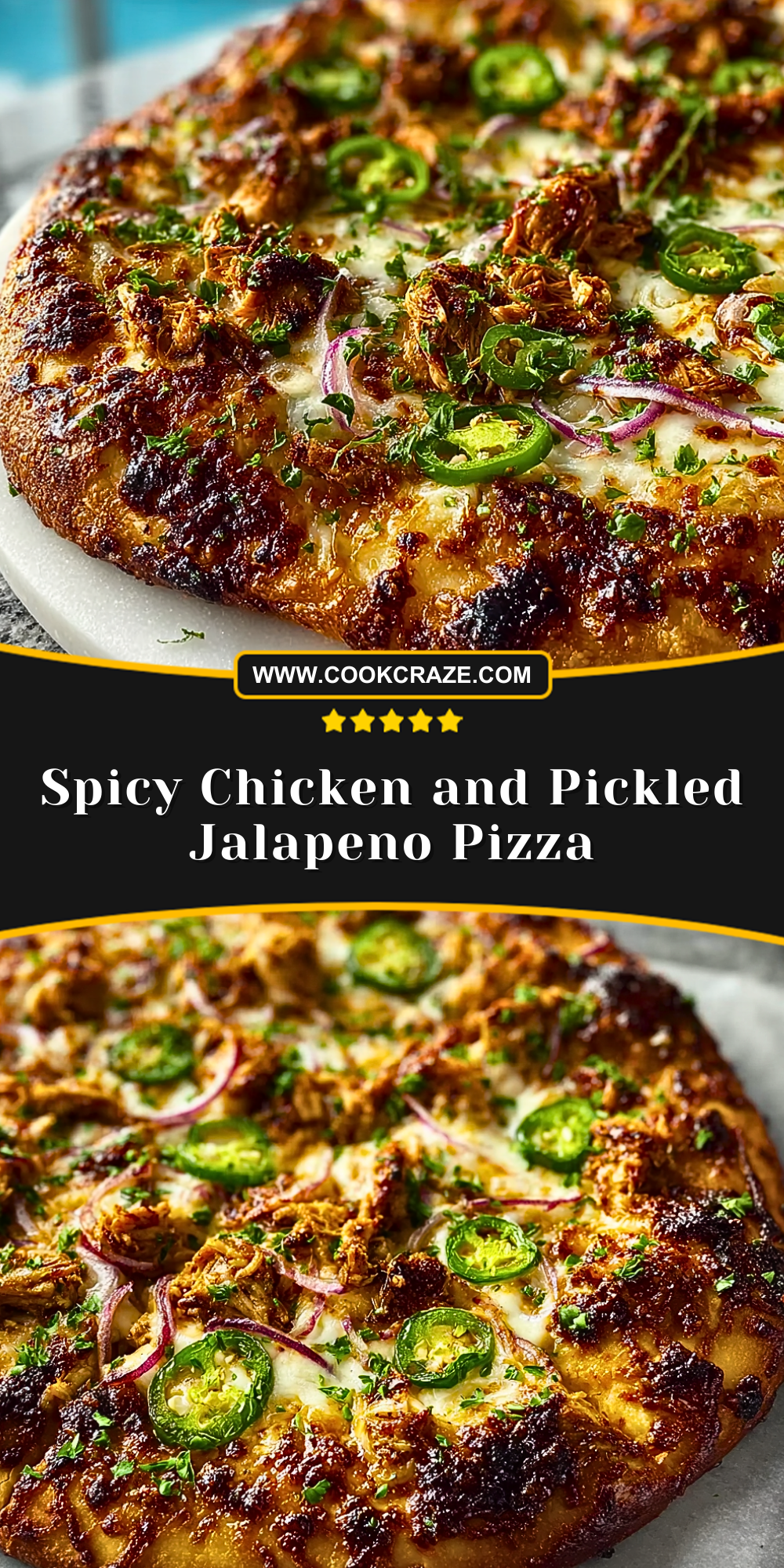 Spicy Chicken and Pickled Jalapeño Pizza - Cook Craze