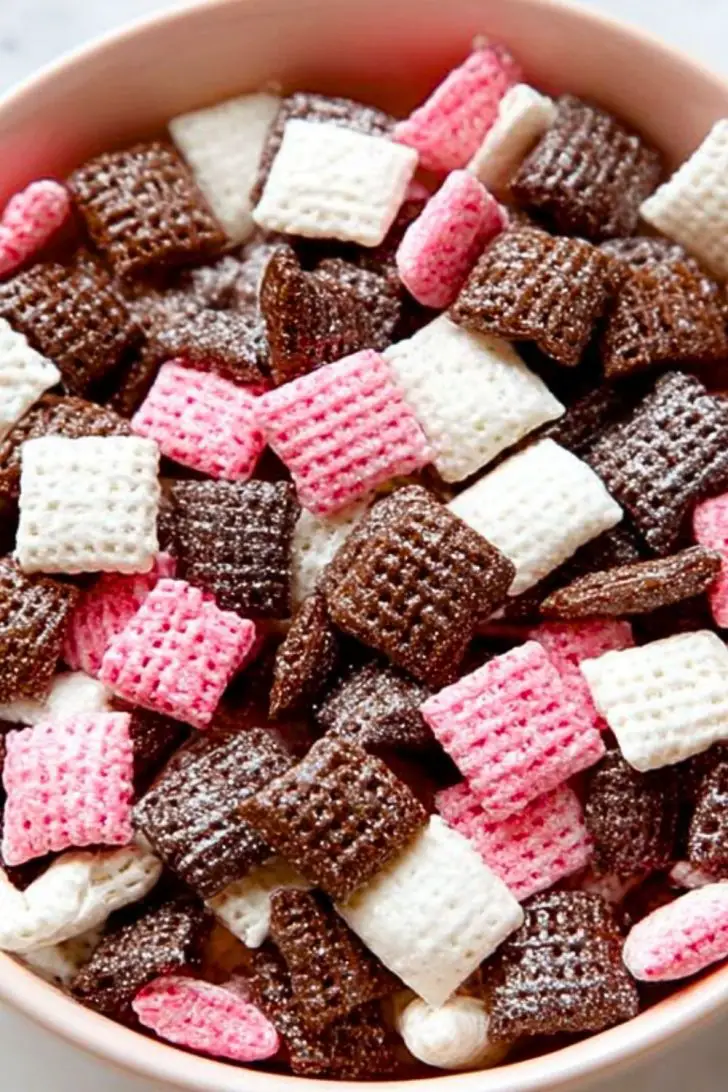 Sweet Easy Neapolitan Puppy Chow Snack Mix - Cook Craze